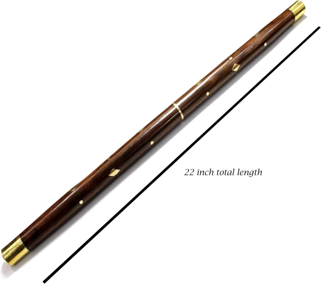 Wooden Walking Stick 24 Inch with Brass Caps | Palm Grip Comfortable ...