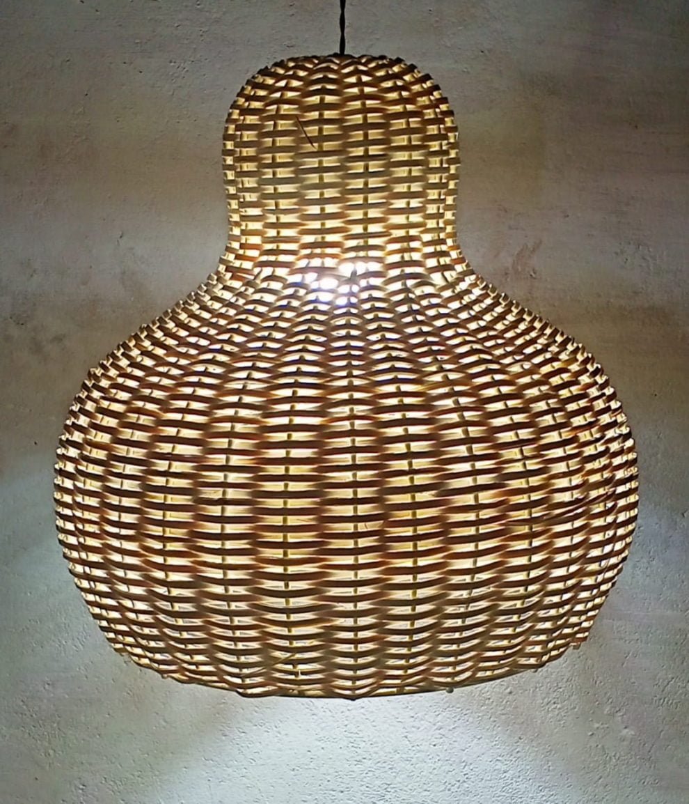 Rattan Cane Ceiling Light Hanging Lamp Shade, Indoor Outdoor Lighting ...
