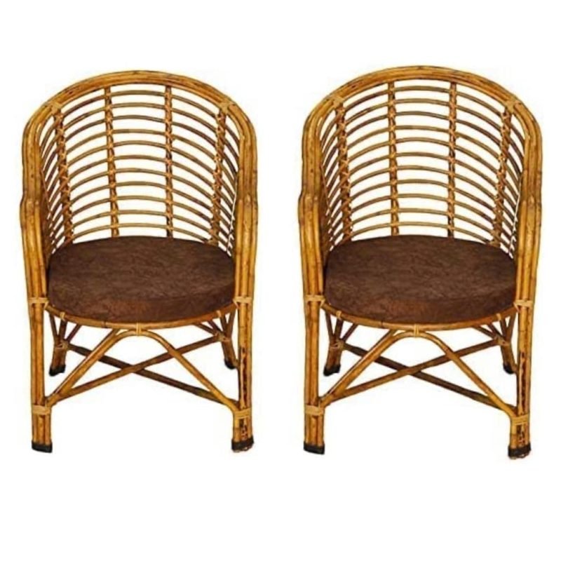Cane Chair Set with Arm Rest and Cushion (Set of 2) – BhatiaCane.com