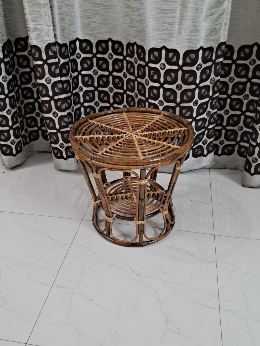 Handcrafted Cane Coffee Round Table (25″ H) | Rattan Centre Table for ...