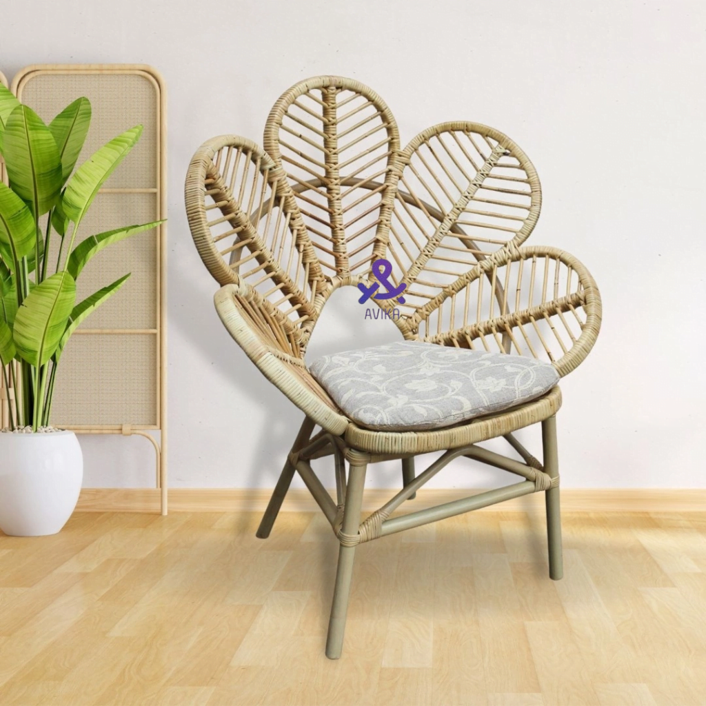 Cane Flower Chair with Cushion – Perfect for Living Room, Events, Lawn ...