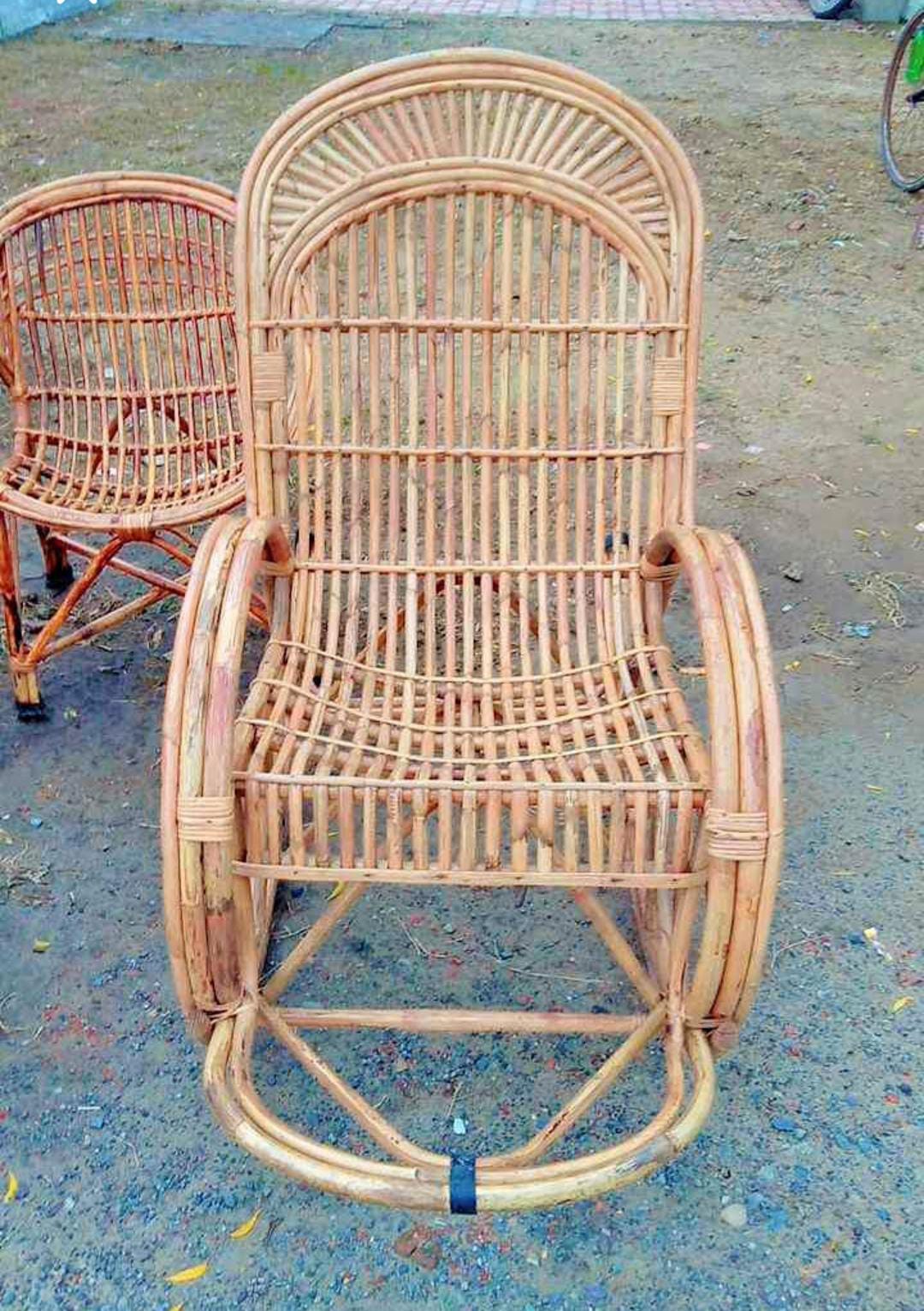 Bamboo Cane Rocking Chair with Cushion Perfect for Relaxing Reading and Home Decor